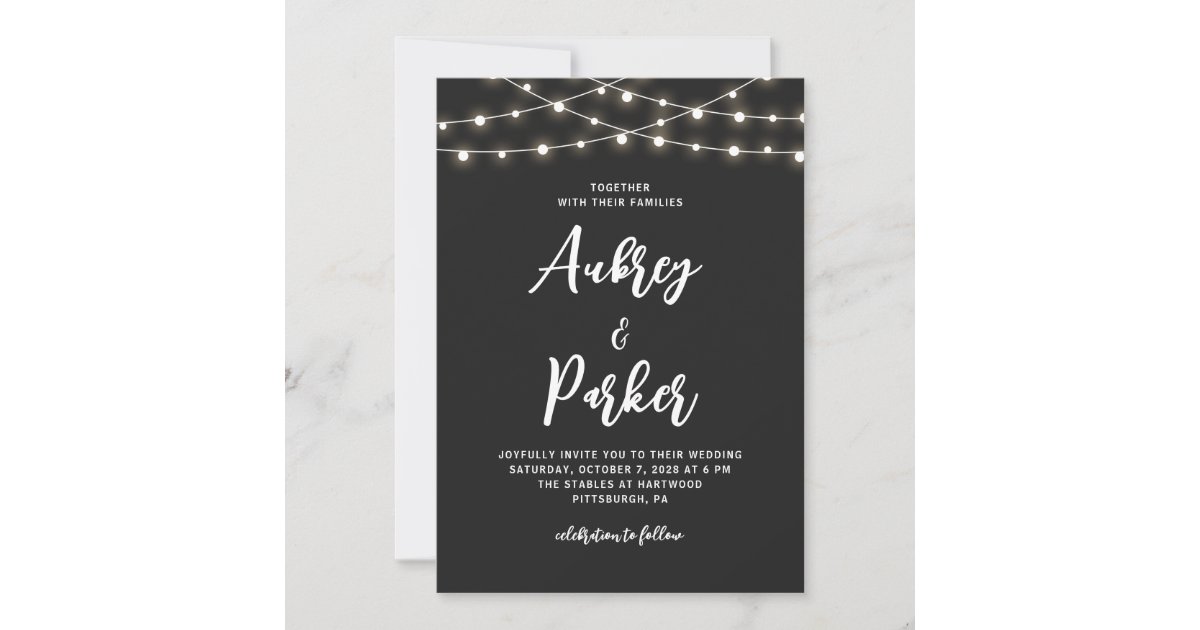 String Lights EDITABLE COLOR Wedding Invitation | Zazzle