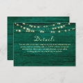 String Lights Emerald Green Wedding Details Enclosure Card | Zazzle