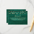 String Lights Emerald Green Wedding Details Enclosure Card | Zazzle