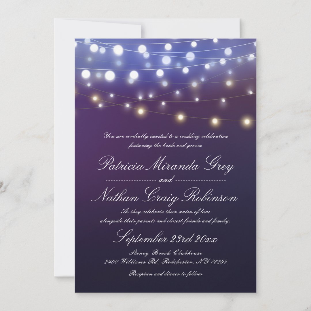 String Lights Evening Wedding Invitation | Zazzle
