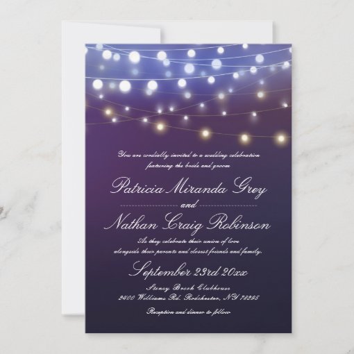 String Lights Evening Wedding Invitation | Zazzle