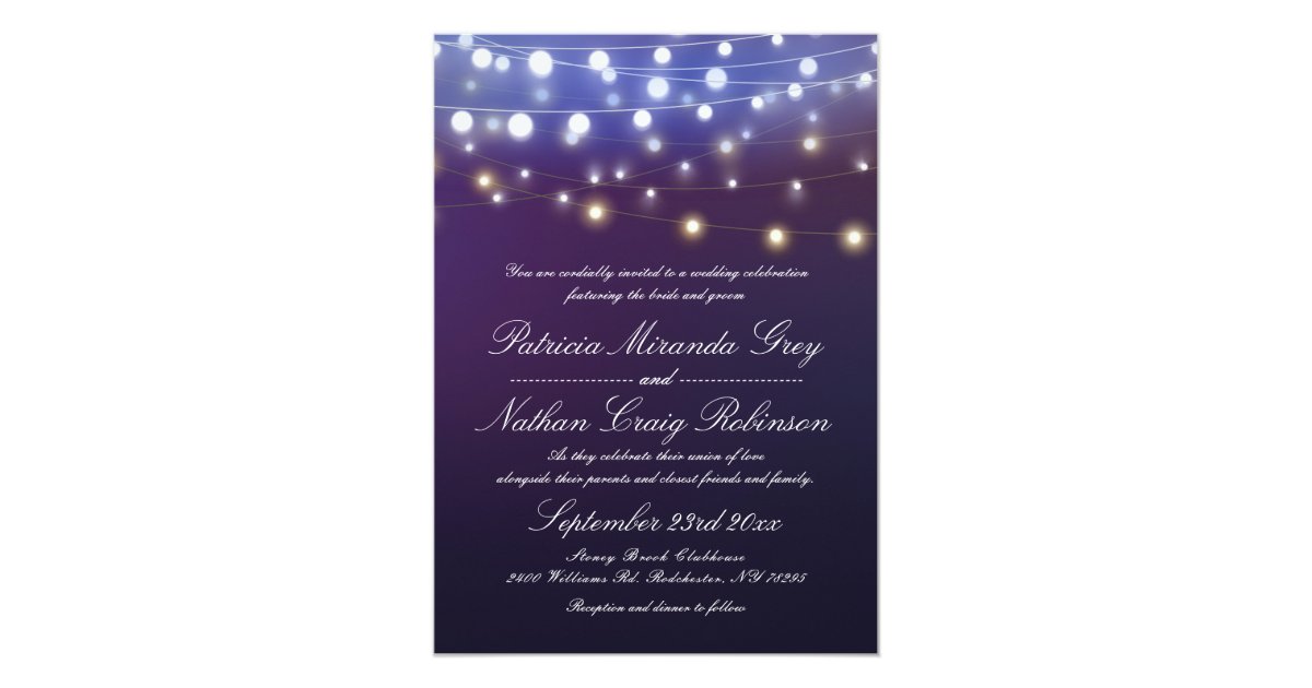 String Lights Evening Wedding Invitation | Zazzle.com