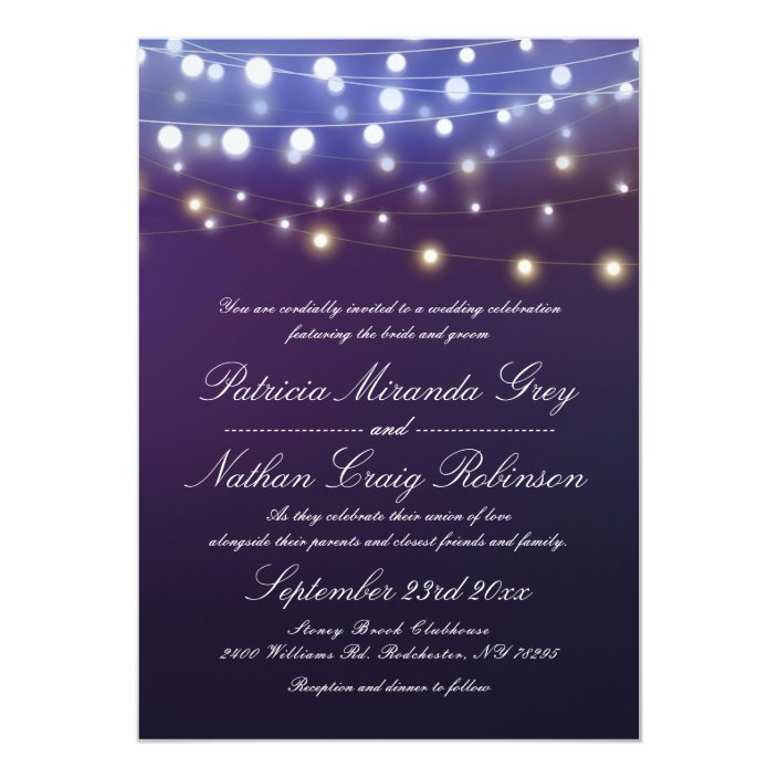 String Lights Evening Wedding Invitation | Zazzle.com