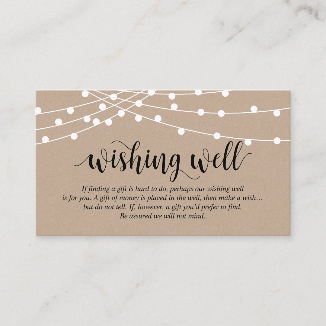 String lights, Farm Kraft themed, Wishing Well Enclosure Card | Zazzle