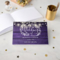 String Lights Floral Rustic Purple Wood Wedding Guest Book | Zazzle