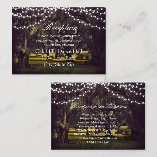 String Lights Oak Tree Wedding Reception Cards | Zazzle
