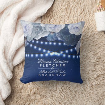 String lights Photo Wedding Throw Pillow | Zazzle