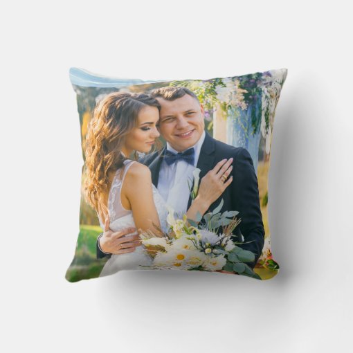 String lights Photo Wedding Throw Pillow | Zazzle