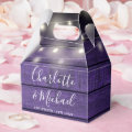 String Lights Purple Rustic Wood Script Wedding Favor Boxes | Zazzle