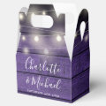 String Lights Purple Rustic Wood Script Wedding Favor Boxes | Zazzle