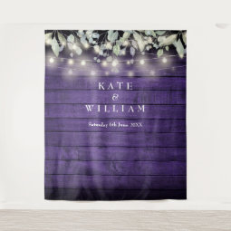 String Lights Purple Wood Wedding Photo Backdrop | Zazzle
