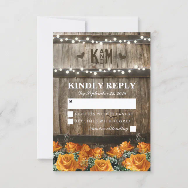 String Lights | Rustic Country Barrel Wedding RSVP | Zazzle