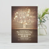 String lights & rustic tree wedding invitations | Zazzle