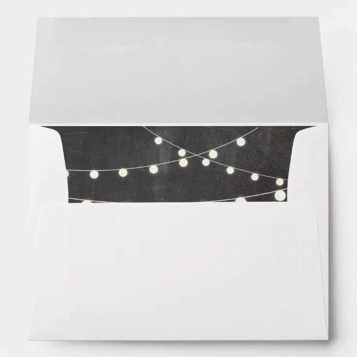String Lights Rustic Wedding Invitation Envelopes | Zazzle