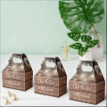String Lights Rustic Wood Signature Script Wedding Favor Boxes | Zazzle