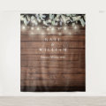 String Lights Rustic Wood Wedding Photo Backdrop | Zazzle