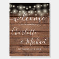 String Lights Rustic Wood Wedding Welcome Sign | Zazzle