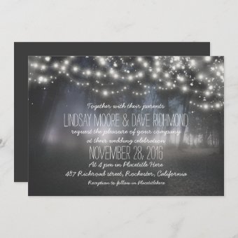 string lights sparkly rustic wedding invitation | Zazzle