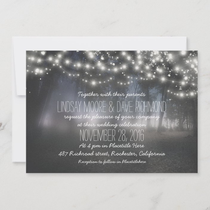 string lights sparkly rustic wedding invitation | Zazzle.com