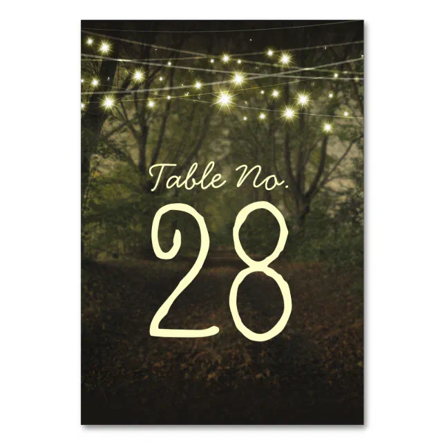 String lights tree path romantic table number card | Zazzle
