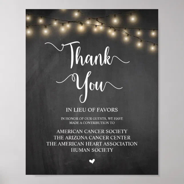 String Lights, Wedding Donation, Contribution Poster | Zazzle