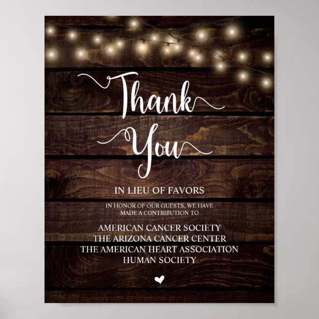 String Lights, Wedding Donation, Contribution Poster | Zazzle