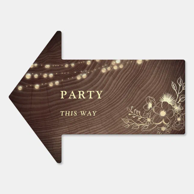 String Lights Wedding Party This Way Arrow Sign | Zazzle