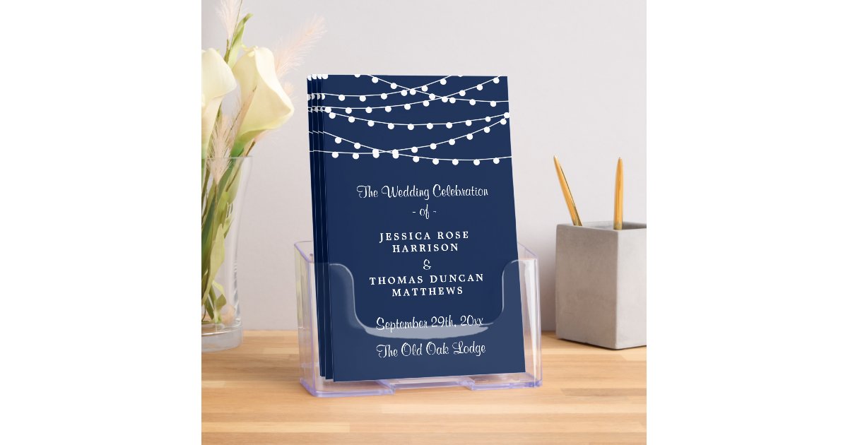 String Lights Wedding Program Brochure | Zazzle