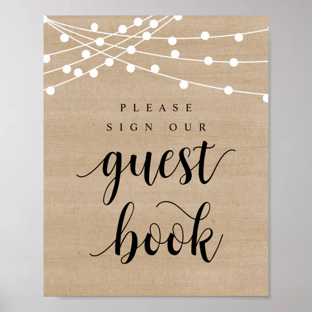 String Lights, Wedding Sign Our Guest Book Poster | Zazzle
