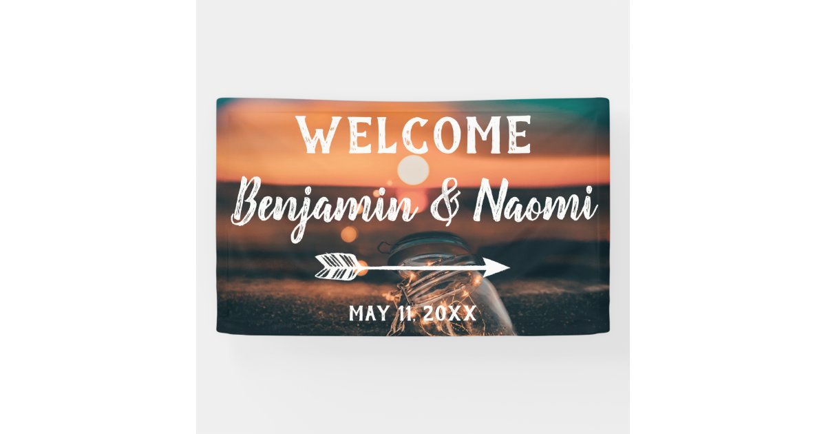 String Lights Wedding Welcome Banner | Zazzle