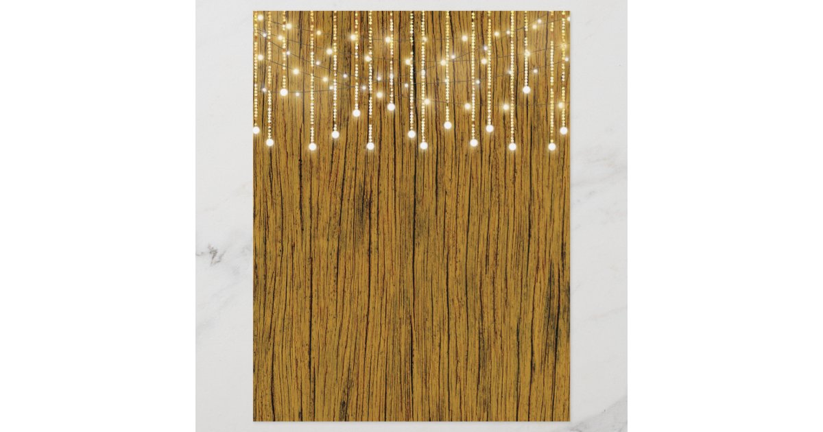 String Lights & Wood Grain Scrapbook Paper | Zazzle