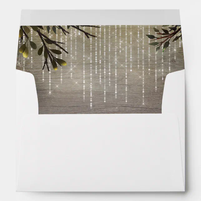 String of Lights and Tree Branches Wedding Envelope | Zazzle
