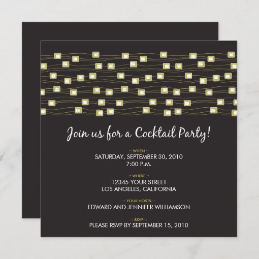 String of Lights Cocktail Party Invitation (black) | Zazzle
