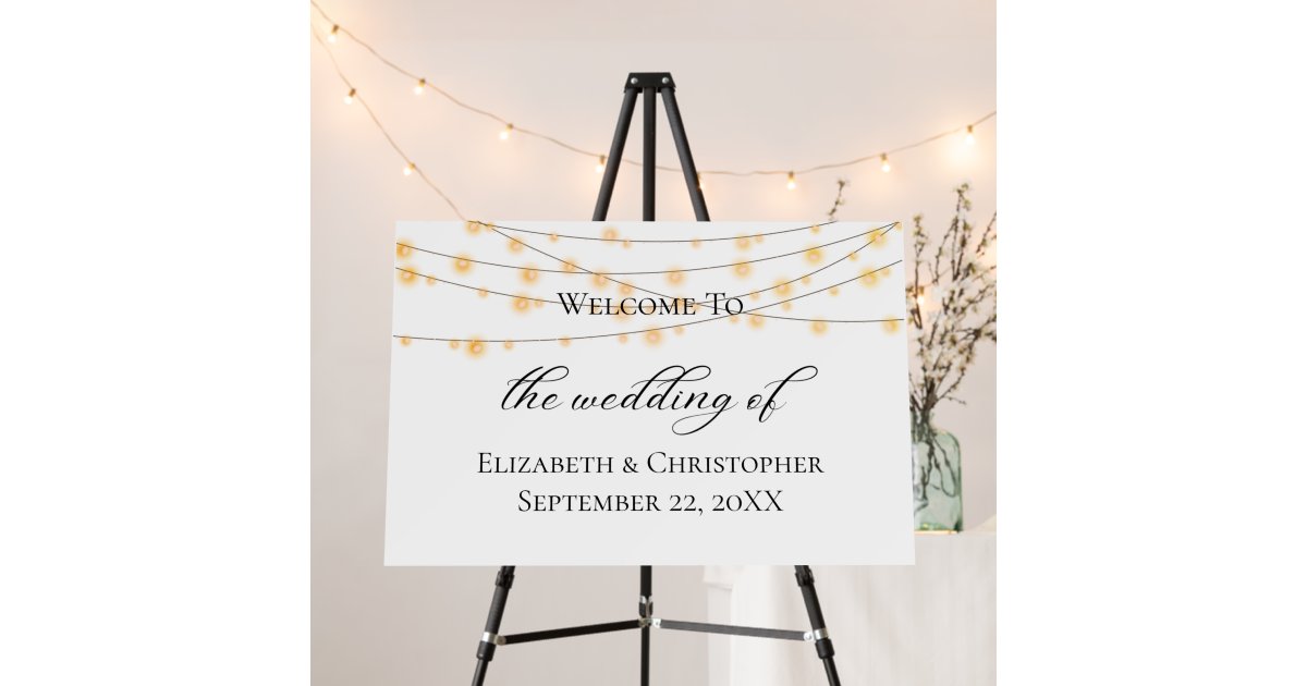 String of Lights Formal Wedding Welcome Sign | Zazzle