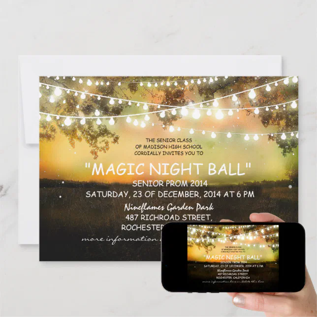 string of lights rustic Prom night Invitation | Zazzle