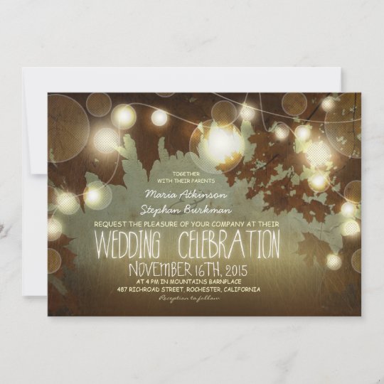 string of lights rustic wedding invitation | Zazzle.com
