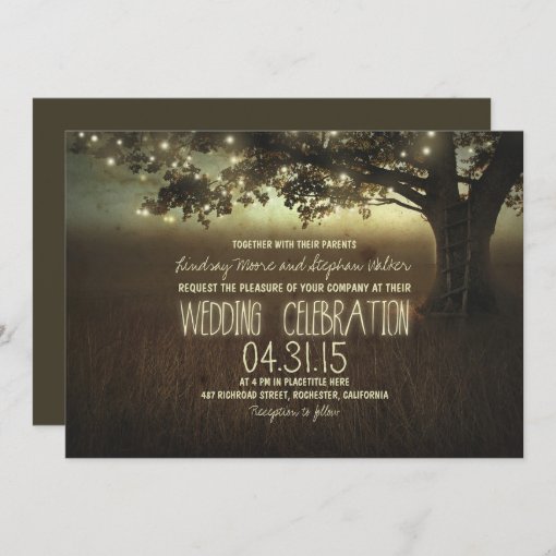 string of lights rustic wedding invitation | Zazzle