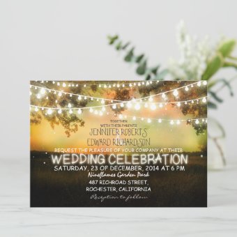 string of lights rustic wedding invitation | Zazzle