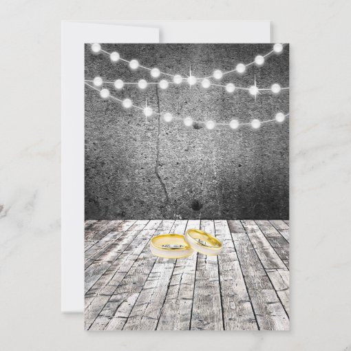 String of Lights Rustic Wood Background Invitation | Zazzle