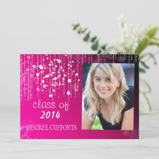 Strings of Light Hot Pink Photo Graduation Cards | Zazzle