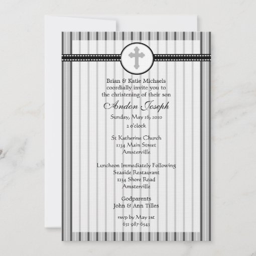 Striped Black & White Cross Invitation | Zazzle