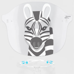Striped Black White Zebra Face Animal Cartoon Face Shield | Zazzle