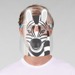 Striped Black White Zebra Face Animal Cartoon Face Shield | Zazzle