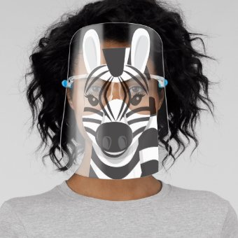 Striped Black White Zebra Face Animal Cartoon Face Shield | Zazzle