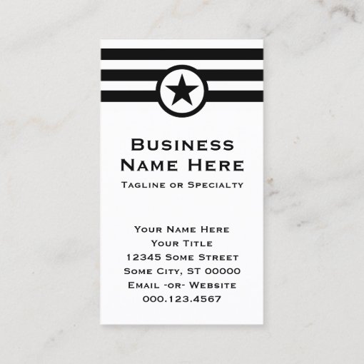 Striped Chic Star Business Card | Zazzle
