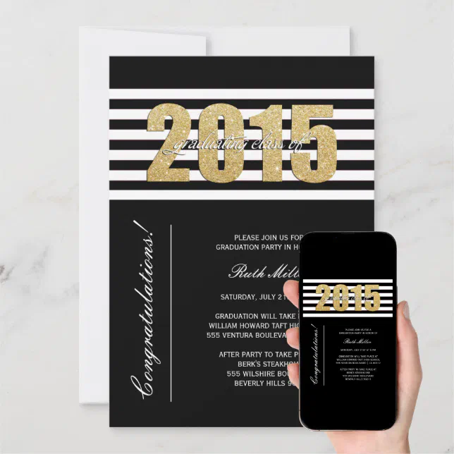 Striped Class of 2015 Graduation Invitation | Zazzle