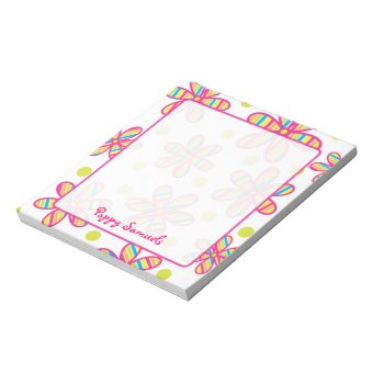 Striped Colorful Flower Personalized Notepad | Zazzle