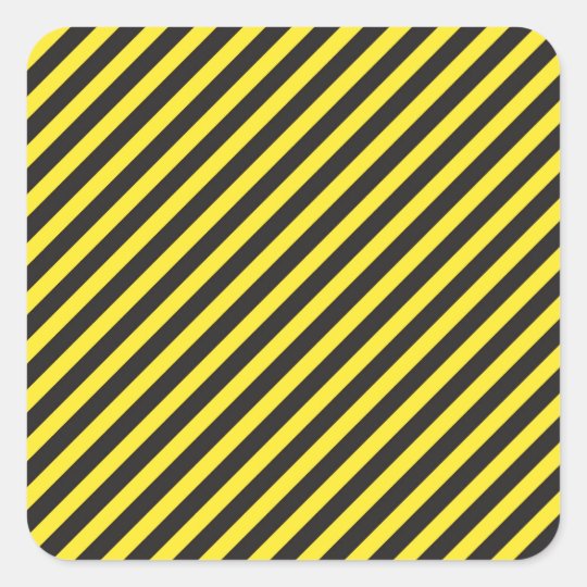 Striped Construction - Yellow & Black Diagonal Square Sticker | Zazzle.com