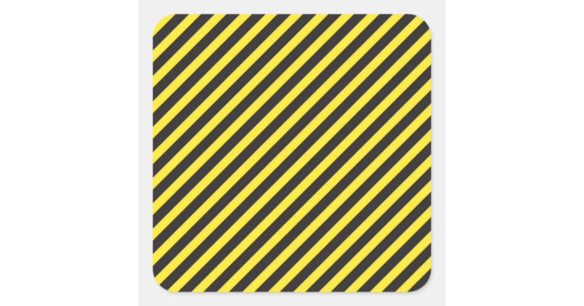 Striped Construction - Yellow & Black Diagonal Square Sticker | Zazzle