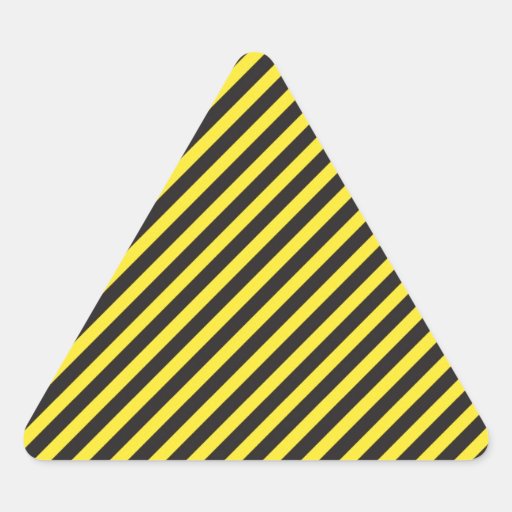 Striped Construction - Yellow & Black Diagonal Triangle Sticker | Zazzle